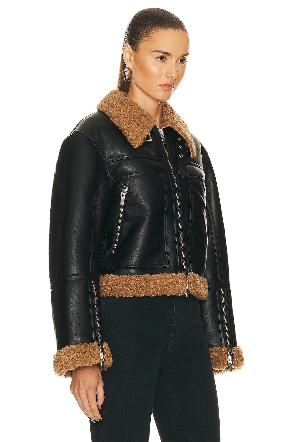 A.L.C. Sherpa Jacket in Black & Brown | FWRD