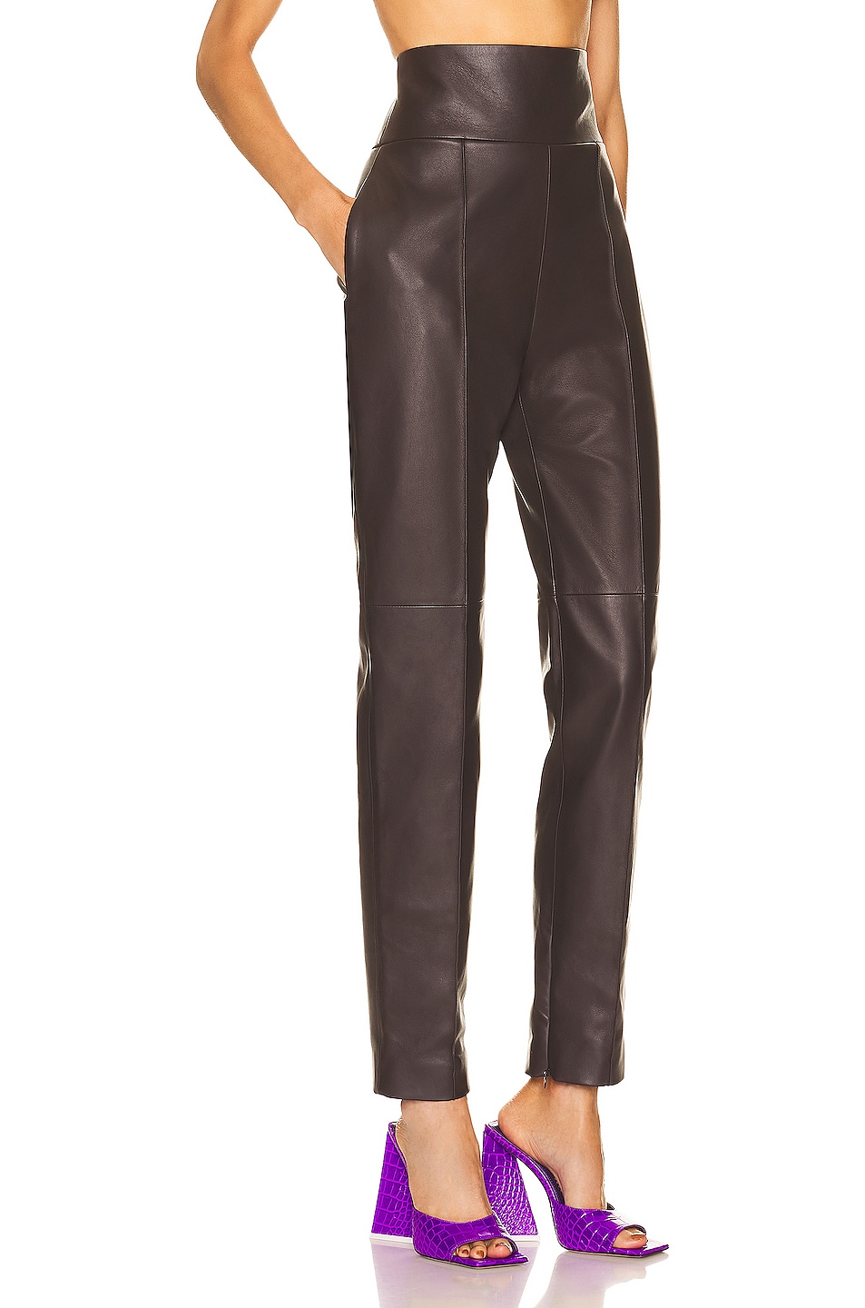 Alexandre Vauthier Leather Pant in Brownie | FWRD
