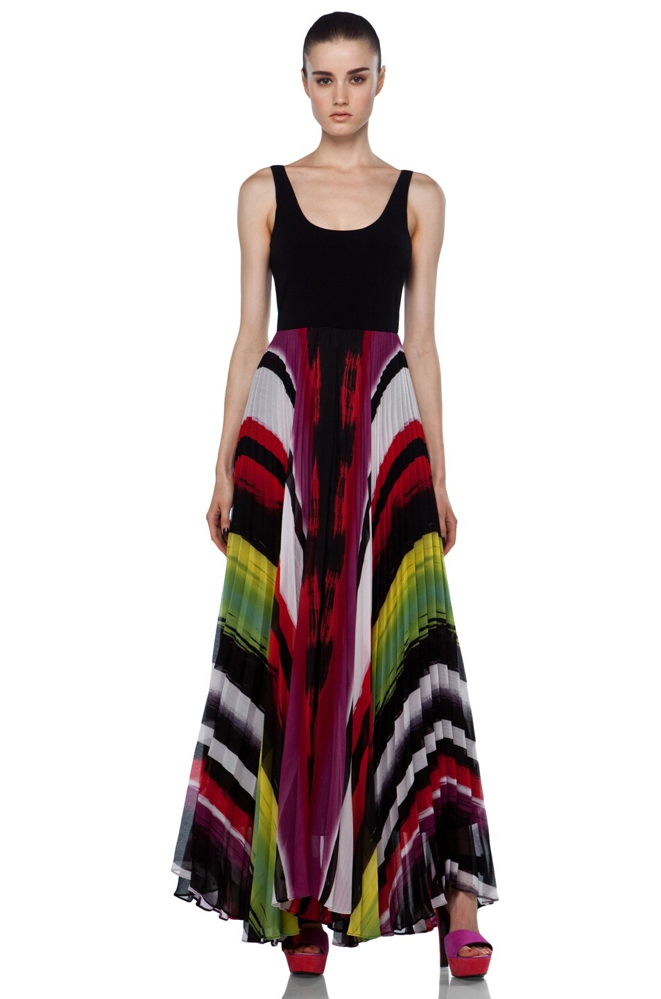Alice + Olivia Colbie Pleated Tank Dress in Multi | FWRD