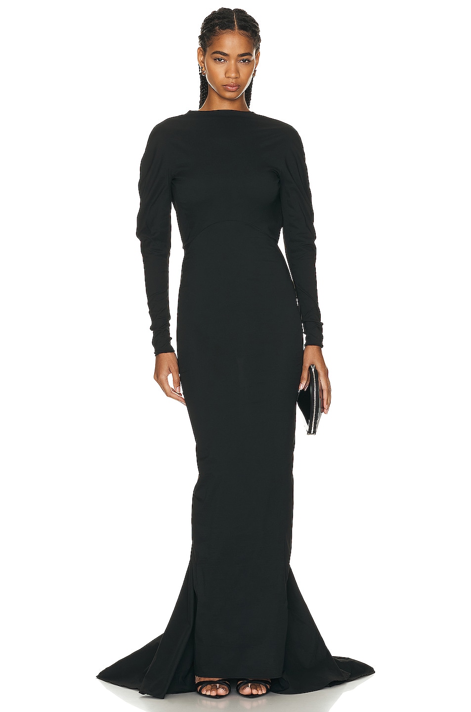 ALAÏA Long Sleeve Gown in Noir Alaia | FWRD