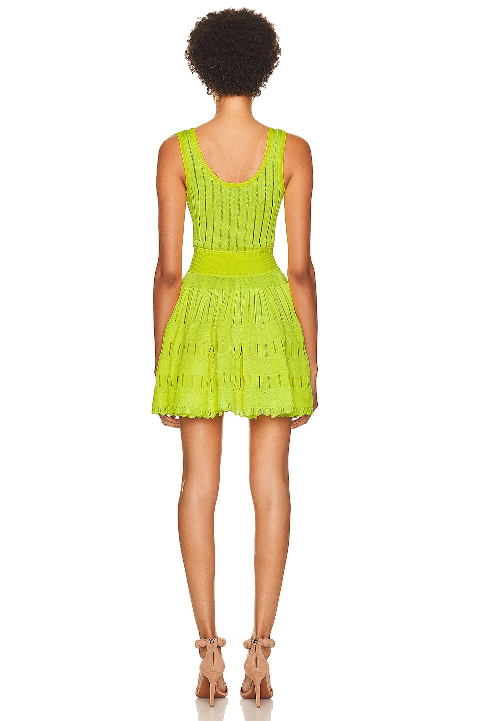 ALAÏA Fluid Skater Mini Dress in Juane Fluo | FWRD