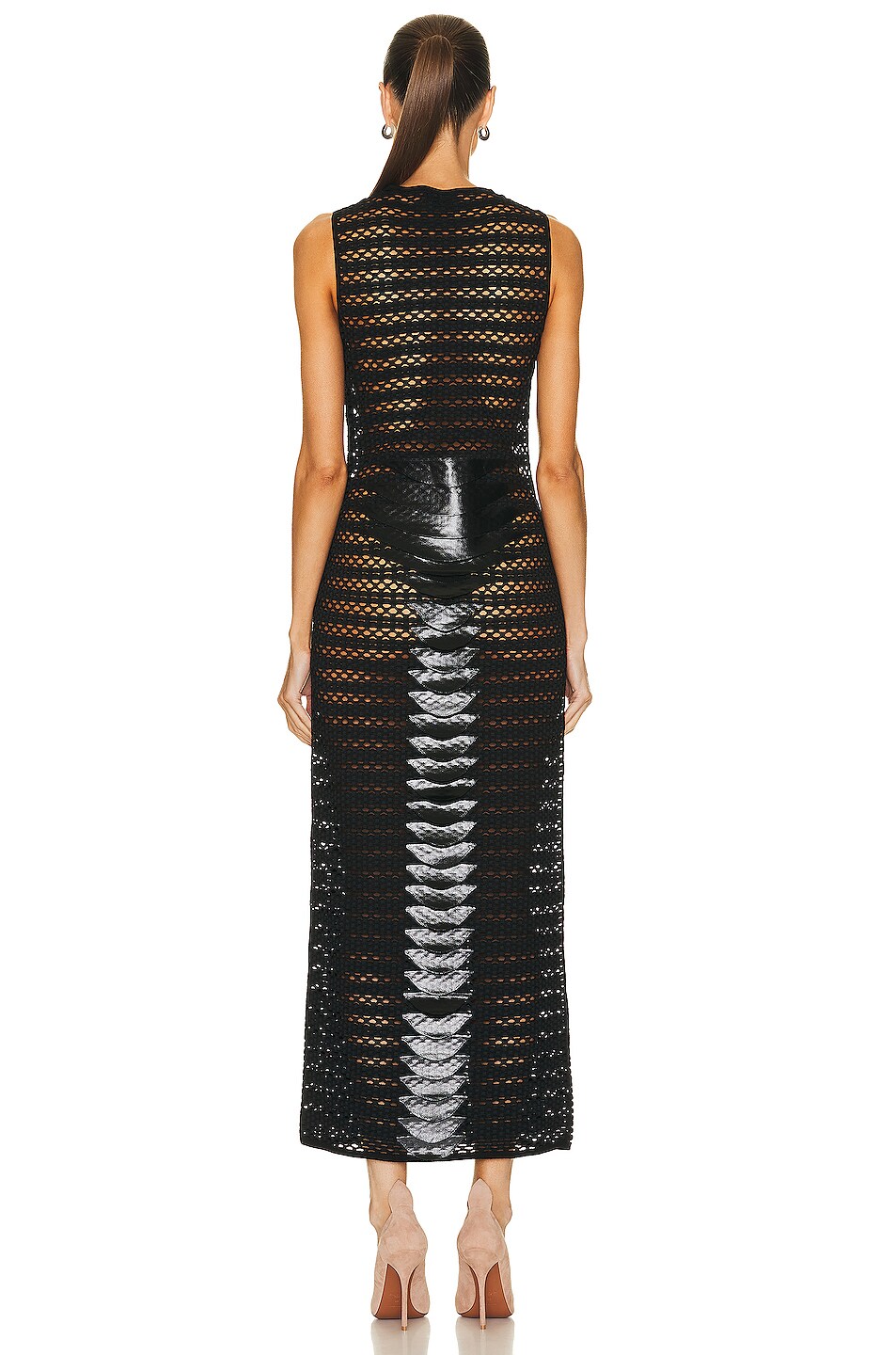 ALAÏA 3D Mesh Dress in Noir | FWRD