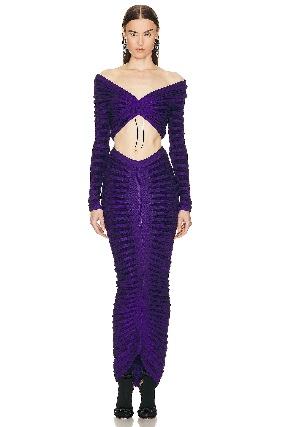 ALAÏA 3d Long Skirt in Ultraviolet | FWRD