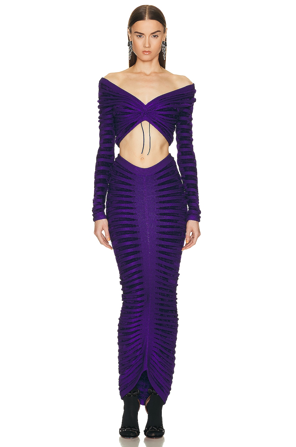 ALAÏA 3d Velvet Top in Ultraviolet | FWRD