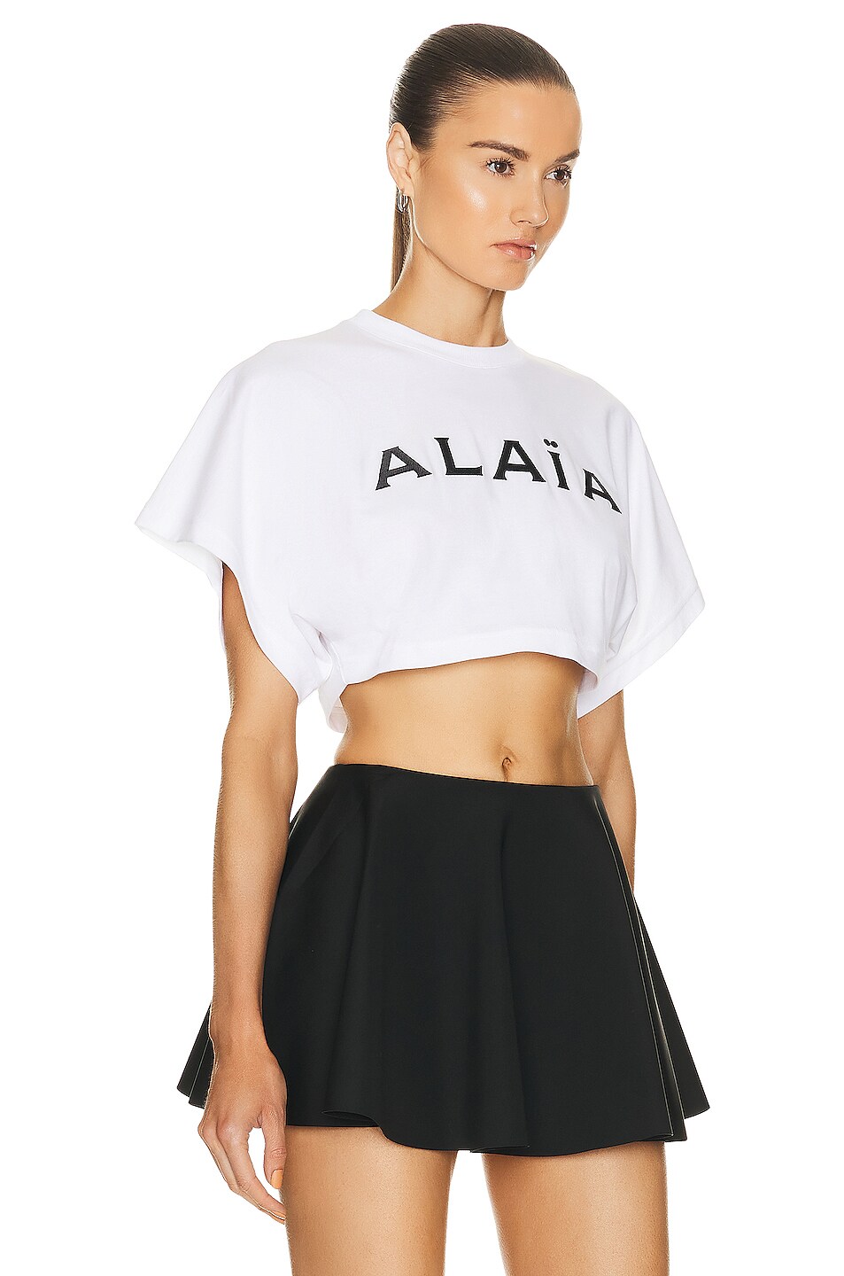 ALAÏA Mini ALAÏA T-shirt in Blanc & Noir | FWRD