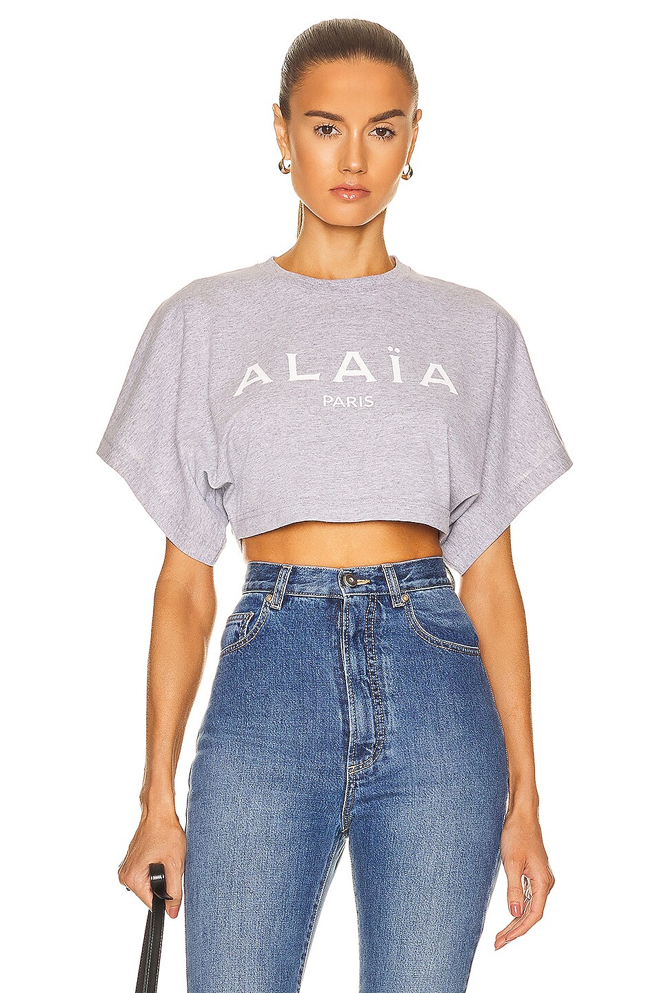 ALAÏA Mini Tee in Gris & Blanc | FWRD