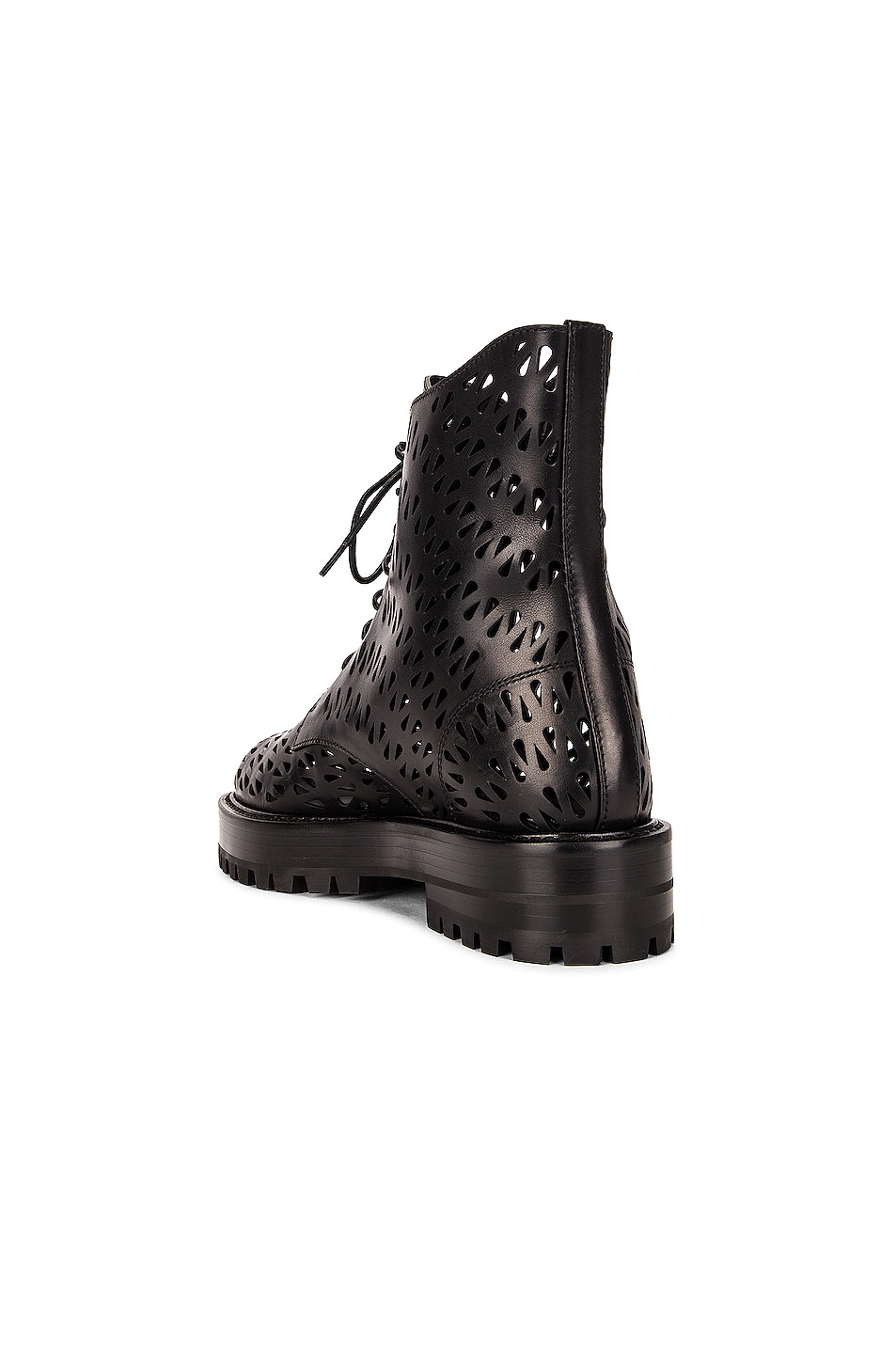 ALAÏA Leather Laser Cut Boots in Noir | FWRD