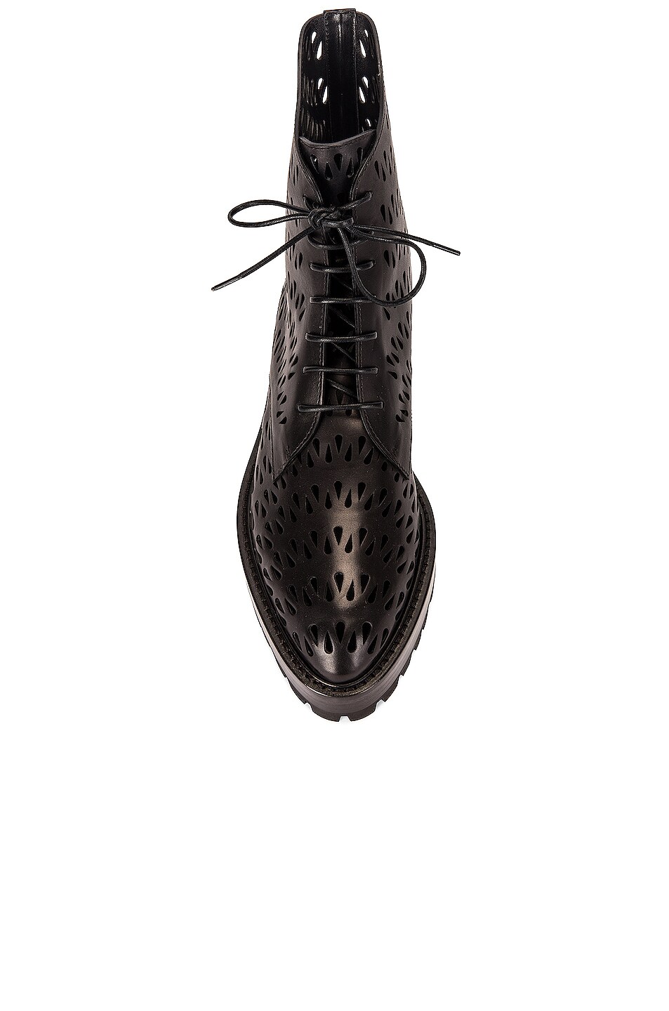 ALAÏA Leather Laser Cut Boots in Noir | FWRD