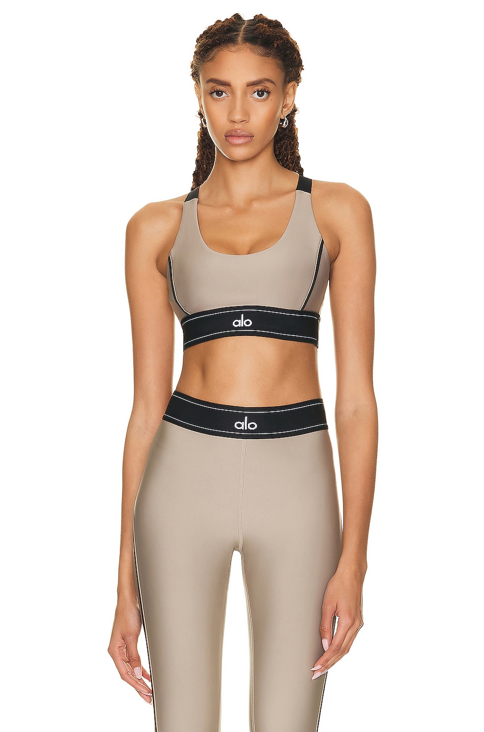 alo Airlift Suit Up Bra in Gravel & Black | FWRD