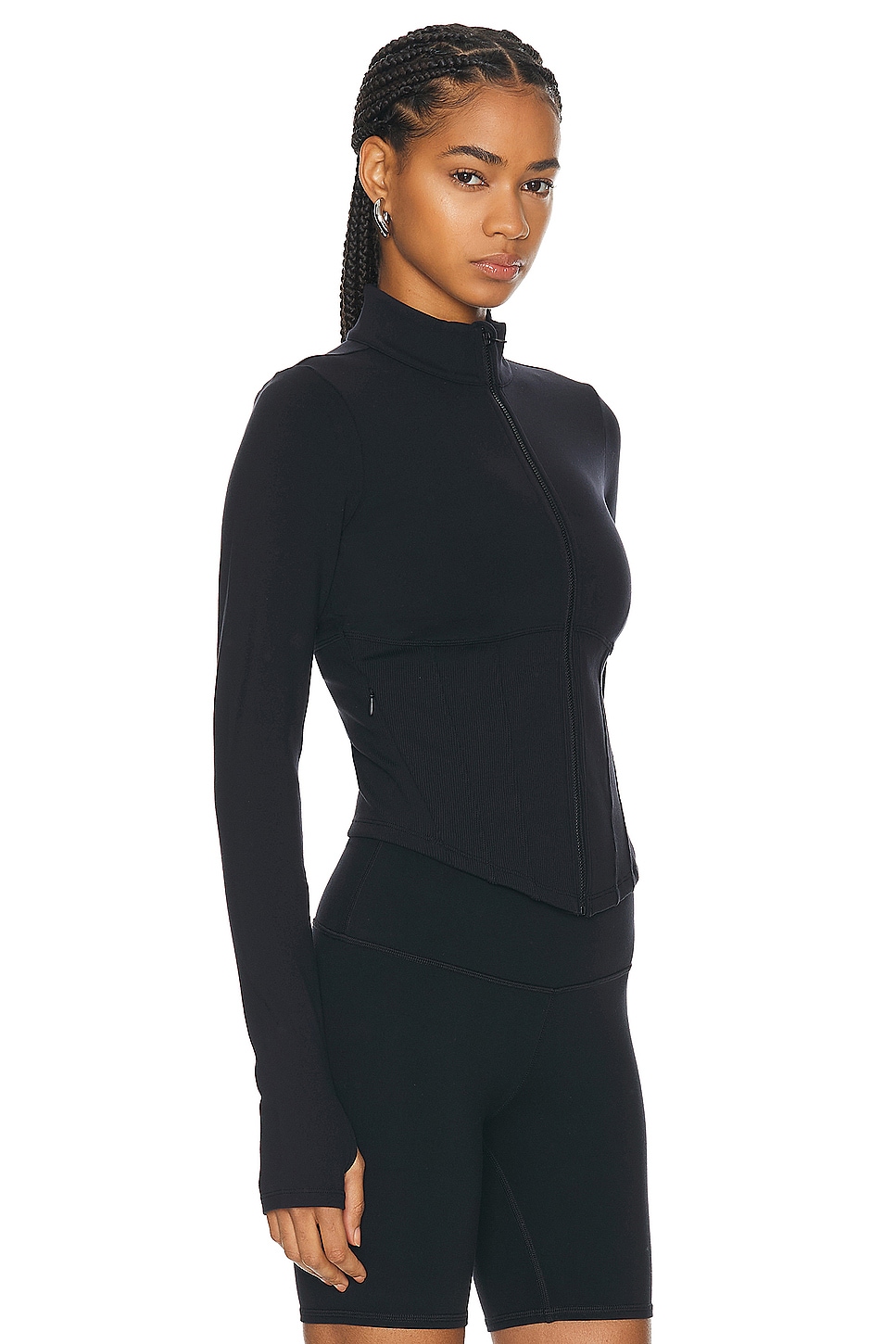 alo Airbrush Corset Full Zip Jacket in Black | FWRD