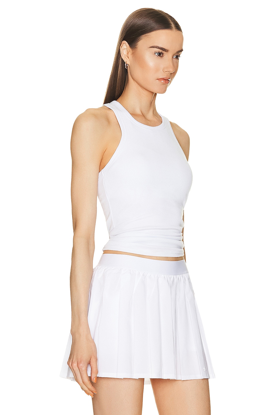alo Ribbed Aspire Full Length Tank in White | FWRD