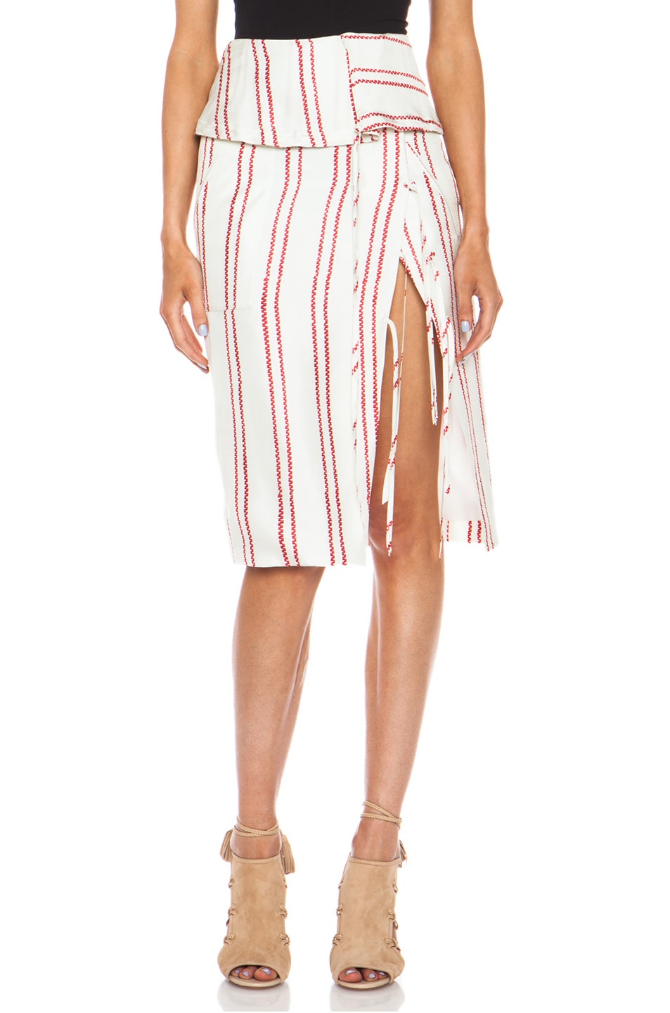Altuzarra Obi Foldover Cotton-Blend Skirt in Japanese Stripe | FWRD