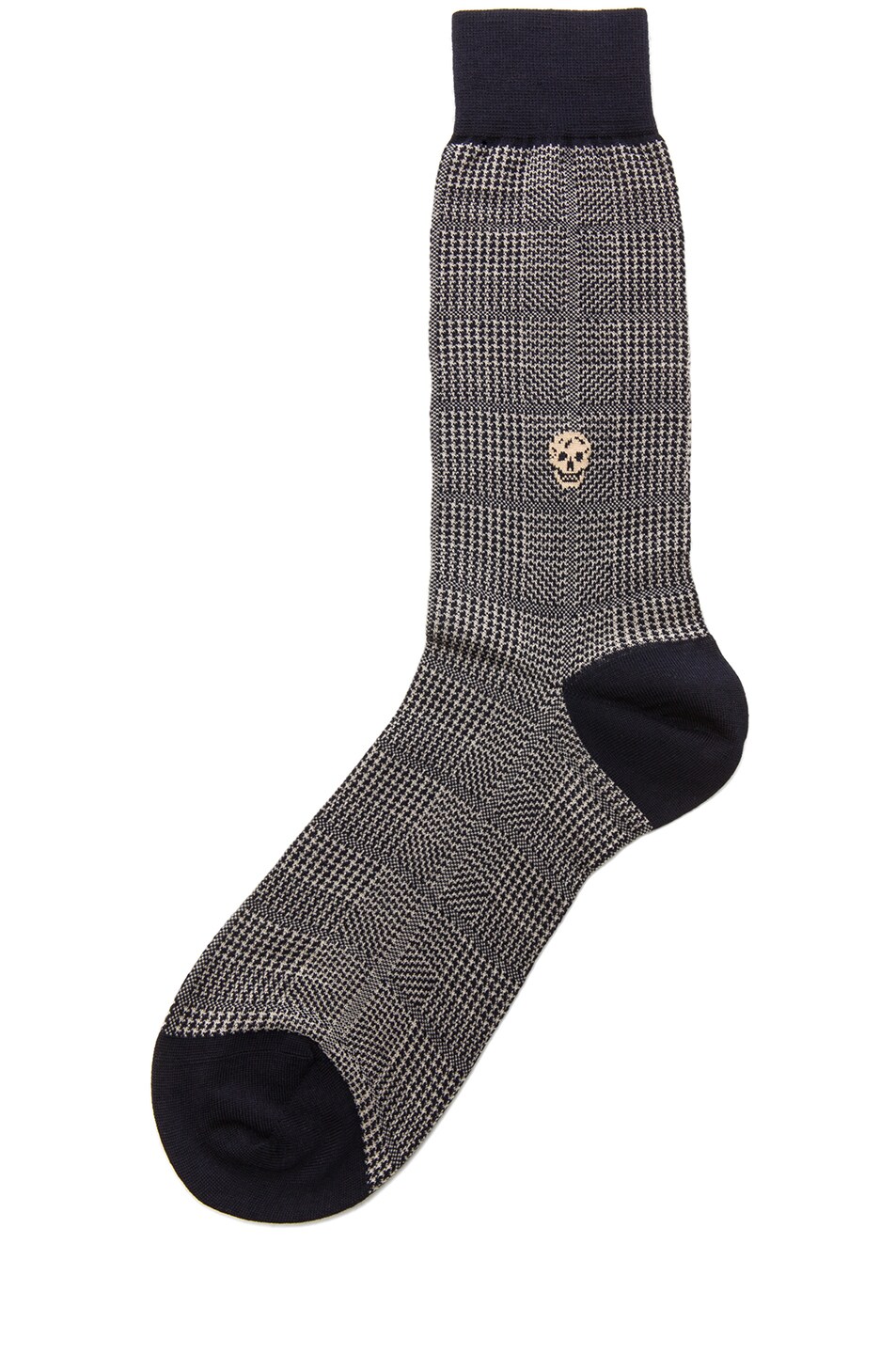 McQueen Prince of Wales Socks in Navy & Beige | FWRD
