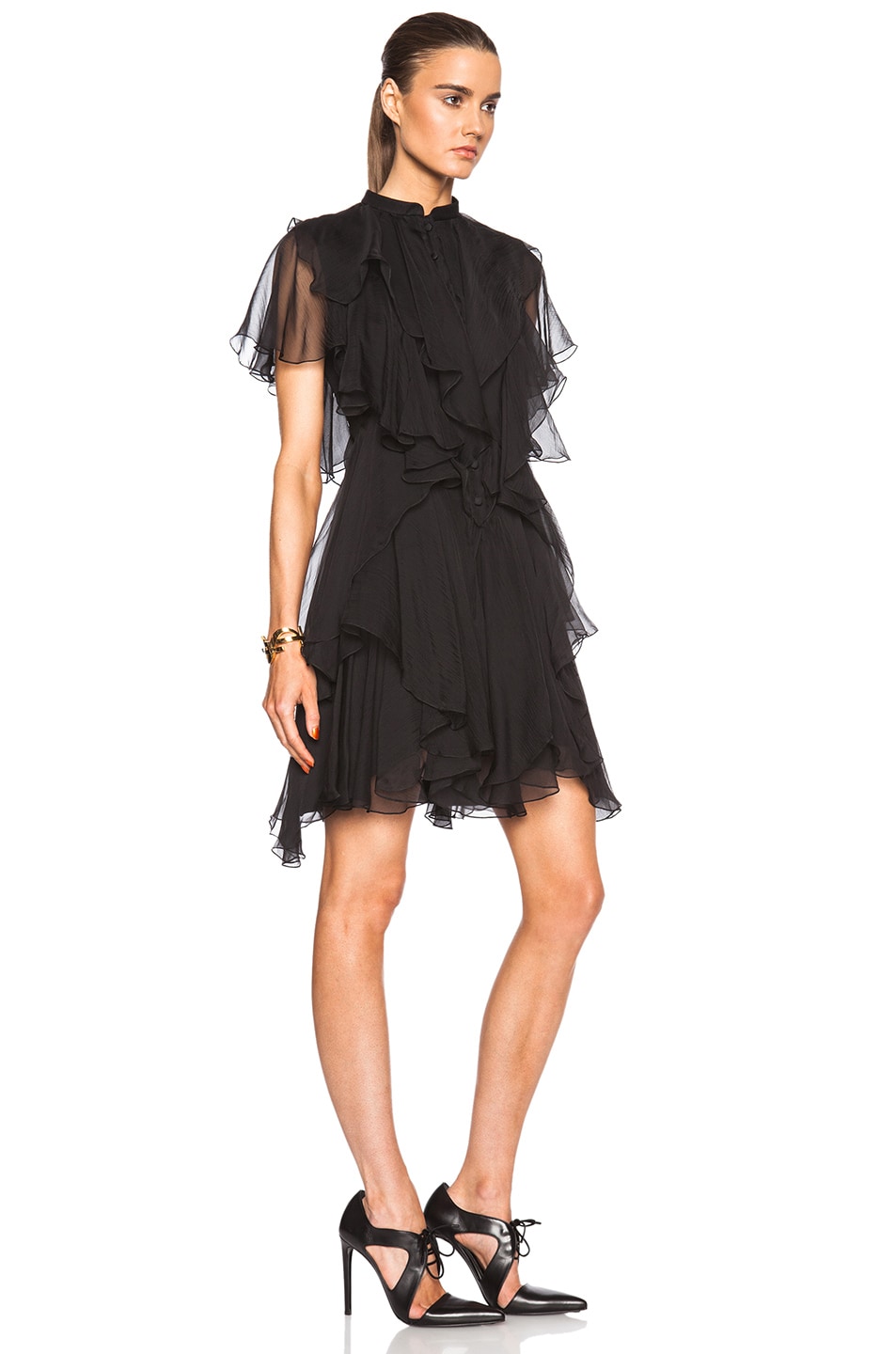 Alexander McQueen Ruffle Dress in Black | FWRD