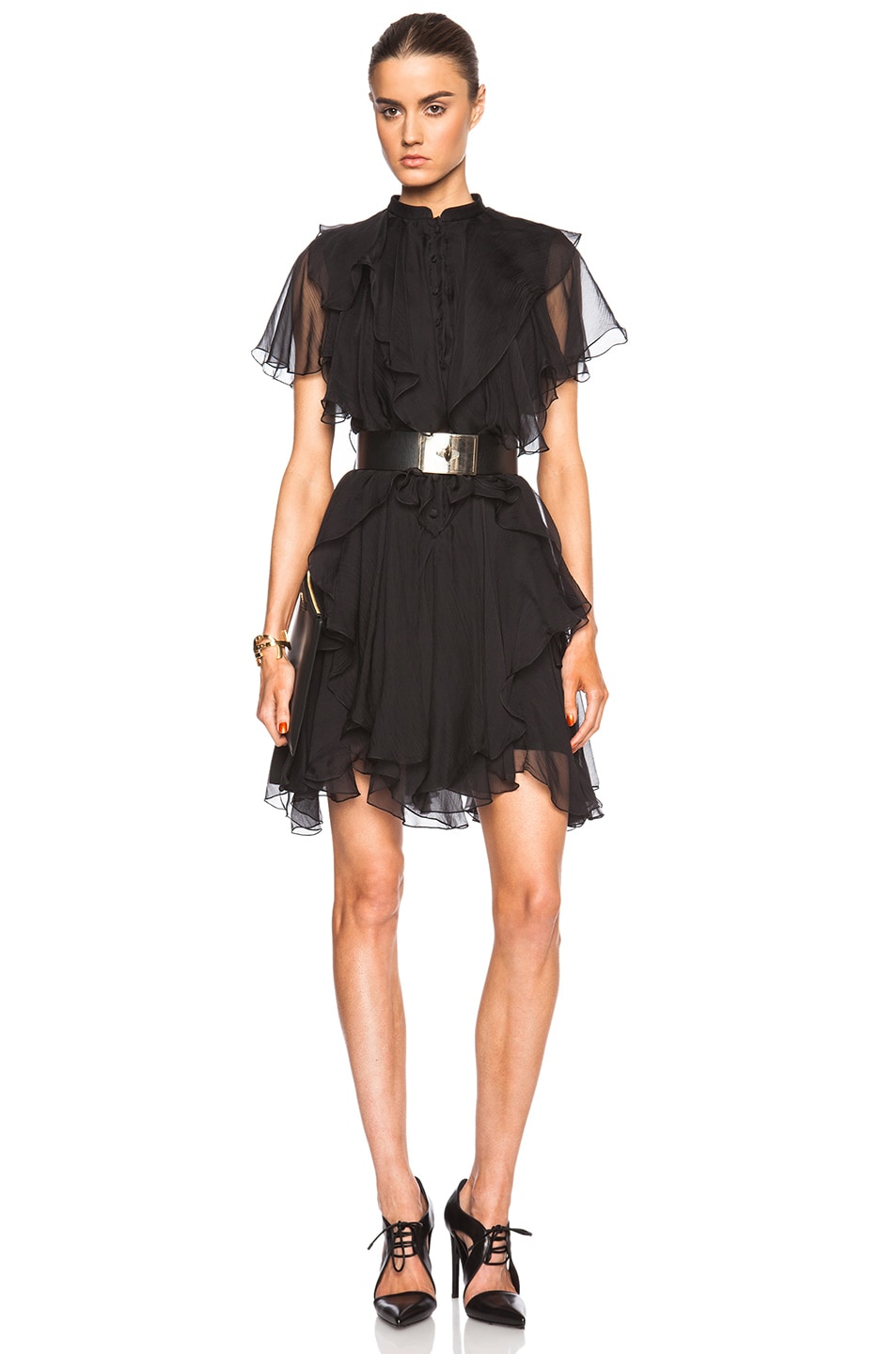 Alexander McQueen Ruffle Dress in Black | FWRD