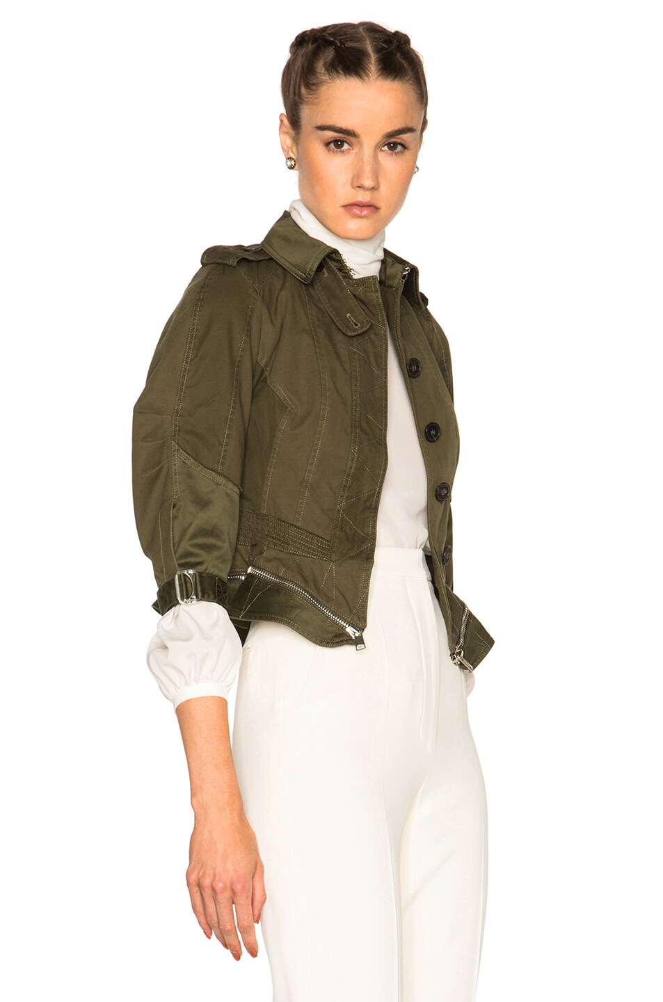 Alexander McQueen Military Peplum Jacket in Khaki | FWRD
