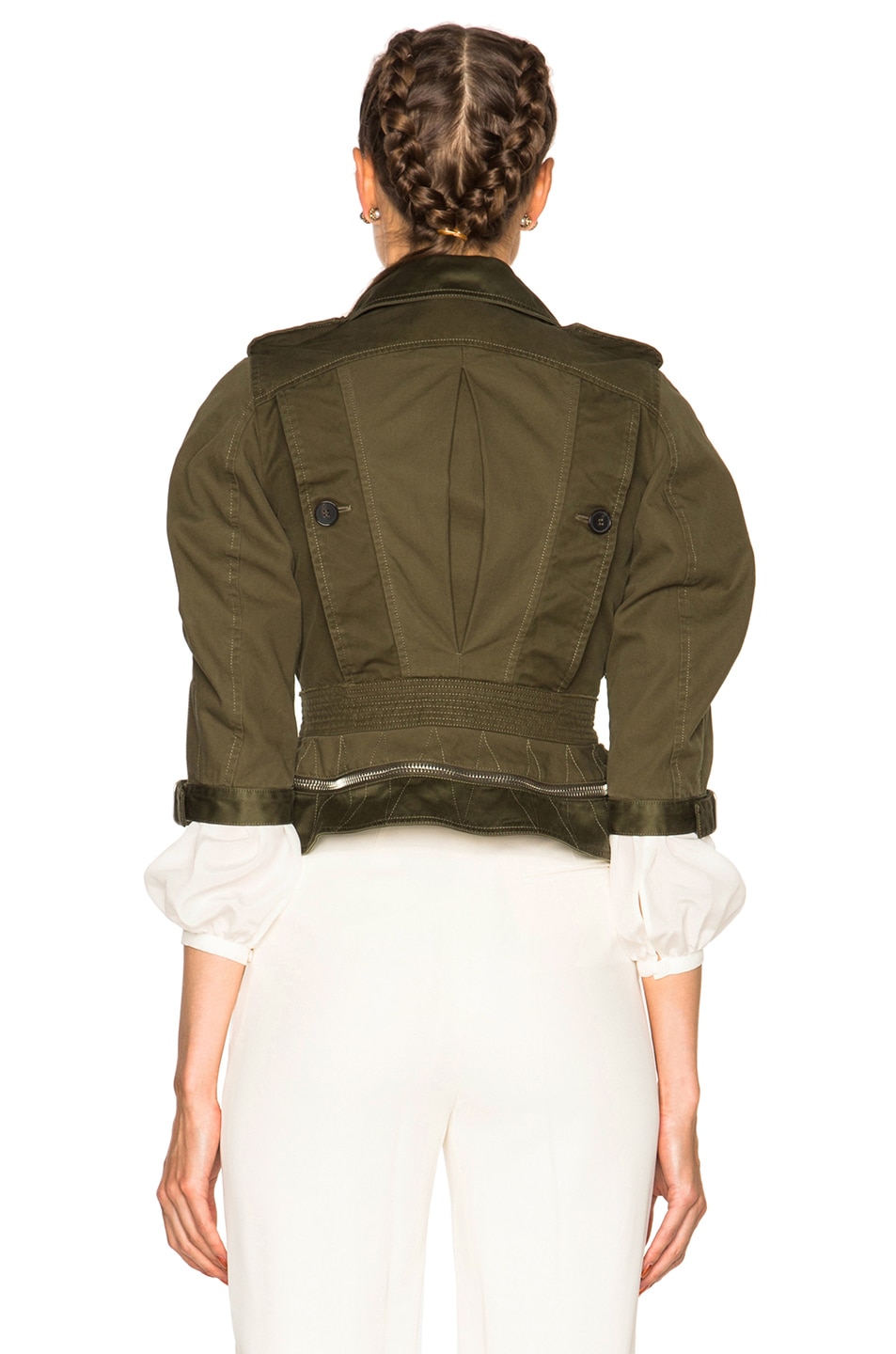 Alexander McQueen Military Peplum Jacket in Khaki | FWRD