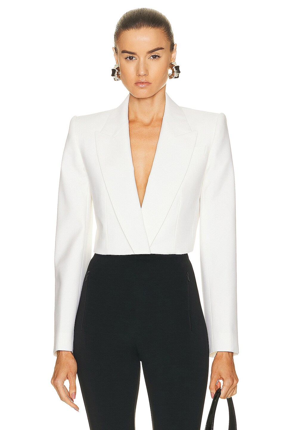 McQueen Wool Crop Jacket in Light Ivory | FWRD