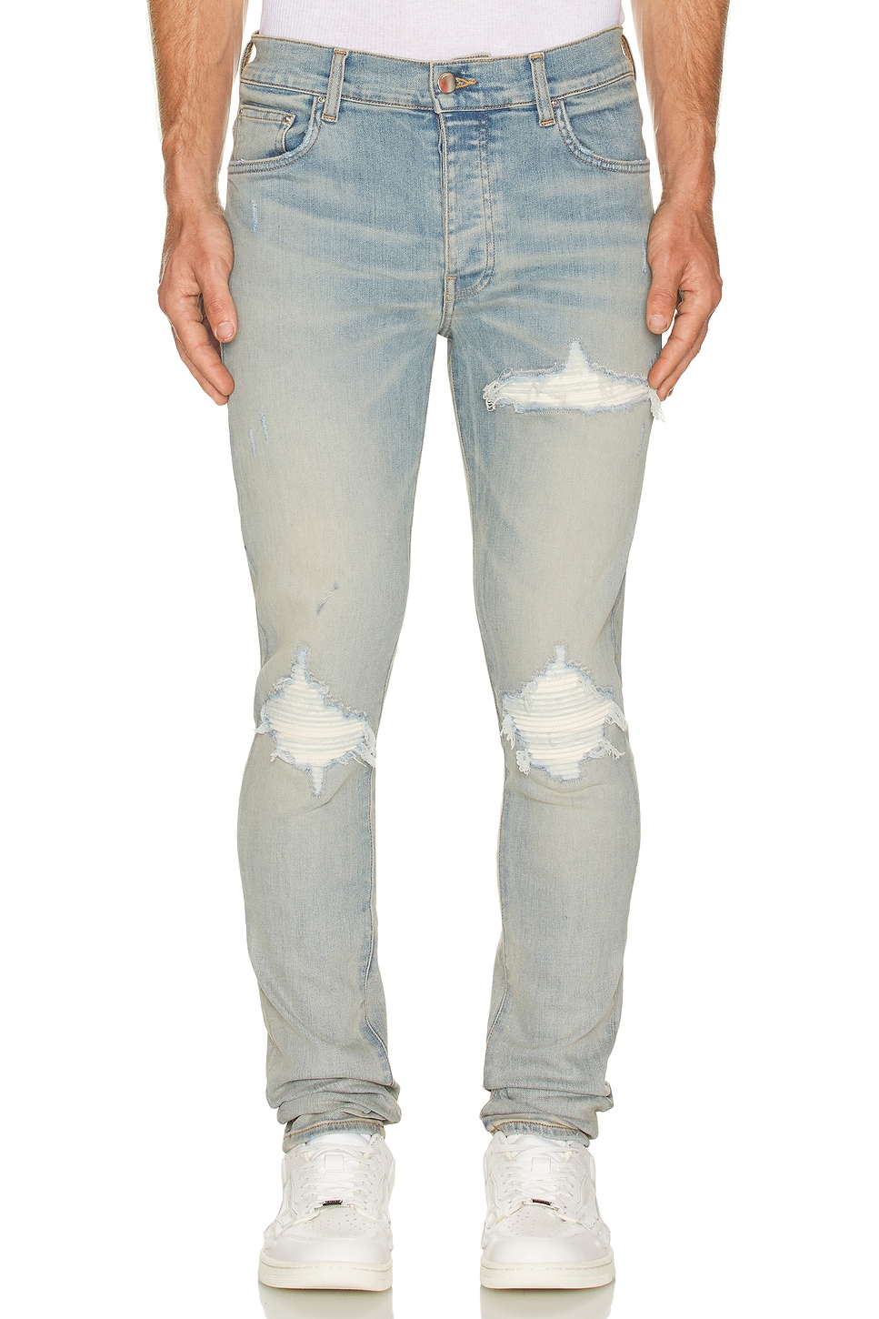 Amiri MX1 Ultrasuede Jean in Antique Indigo | FWRD