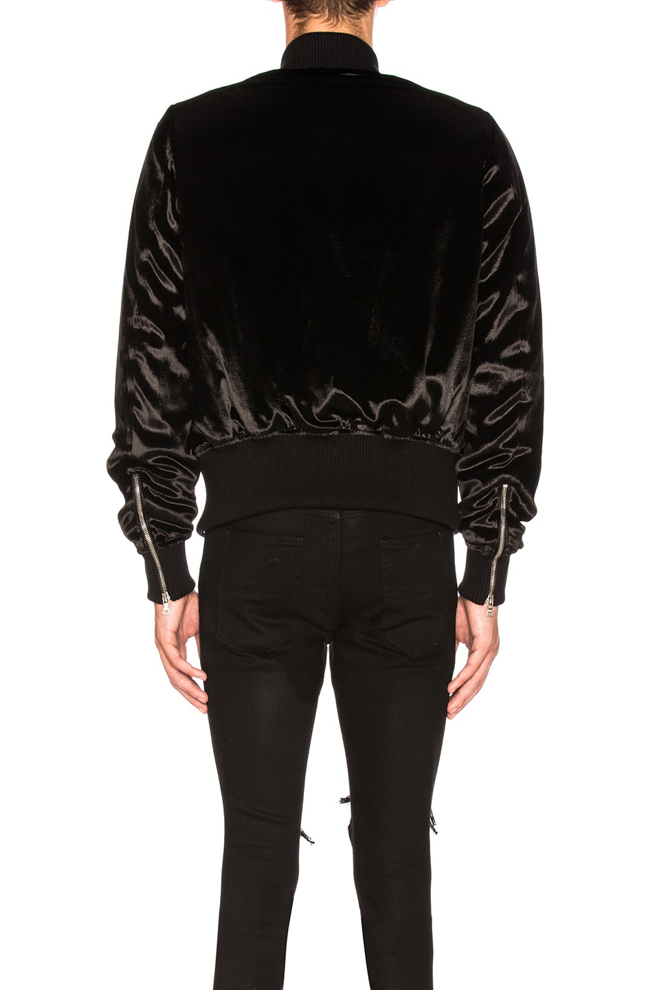Amiri Long Pile Velvet Bomber Jacket in Black | FWRD