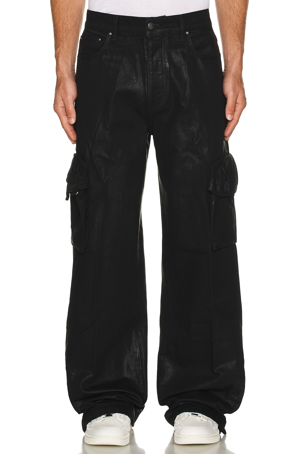 Amiri Wax M65 Baggy Cargo in Black OD | FWRD