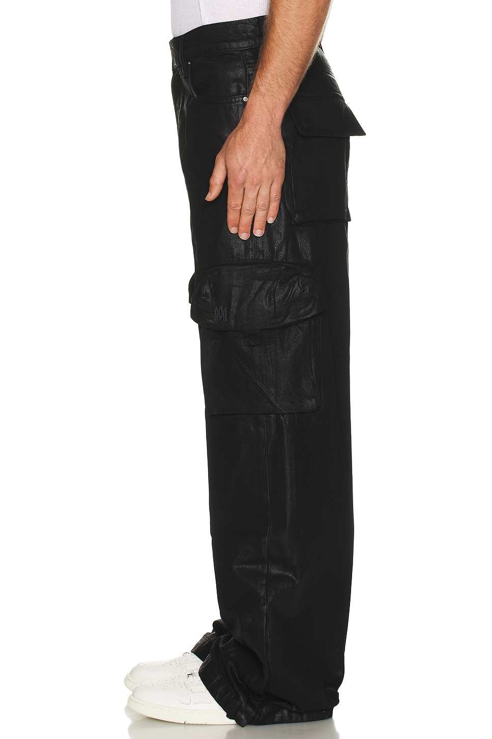 Amiri Wax M65 Baggy Cargo in Black OD | FWRD