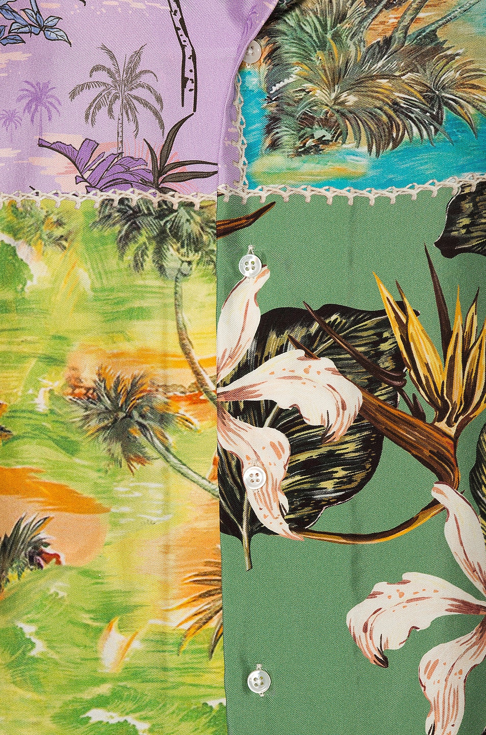 Amiri Hawaiian Patchwork Shirt in Purple / Green | FWRD