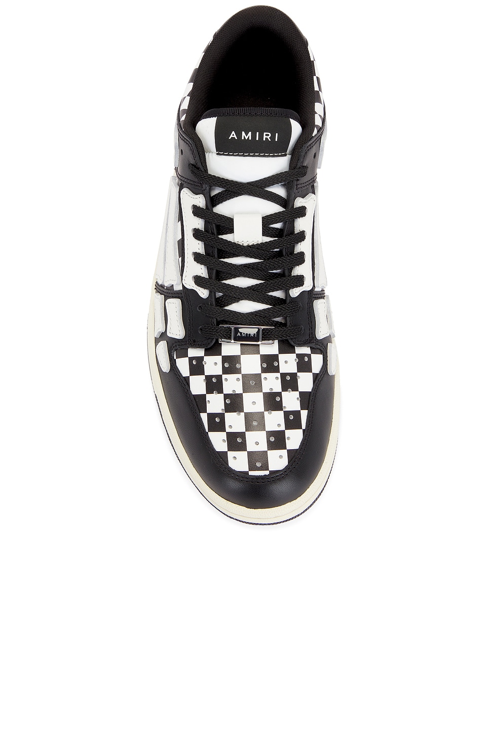 Amiri Checkered Skeleton Low Top Sneaker in Black & White | FWRD