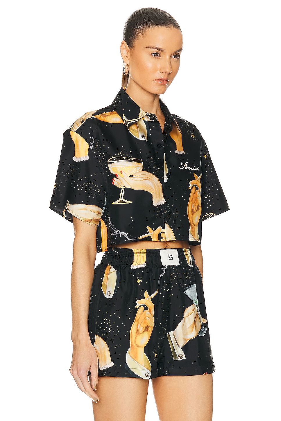 Amiri Champagne Silk Shirt in Black | FWRD
