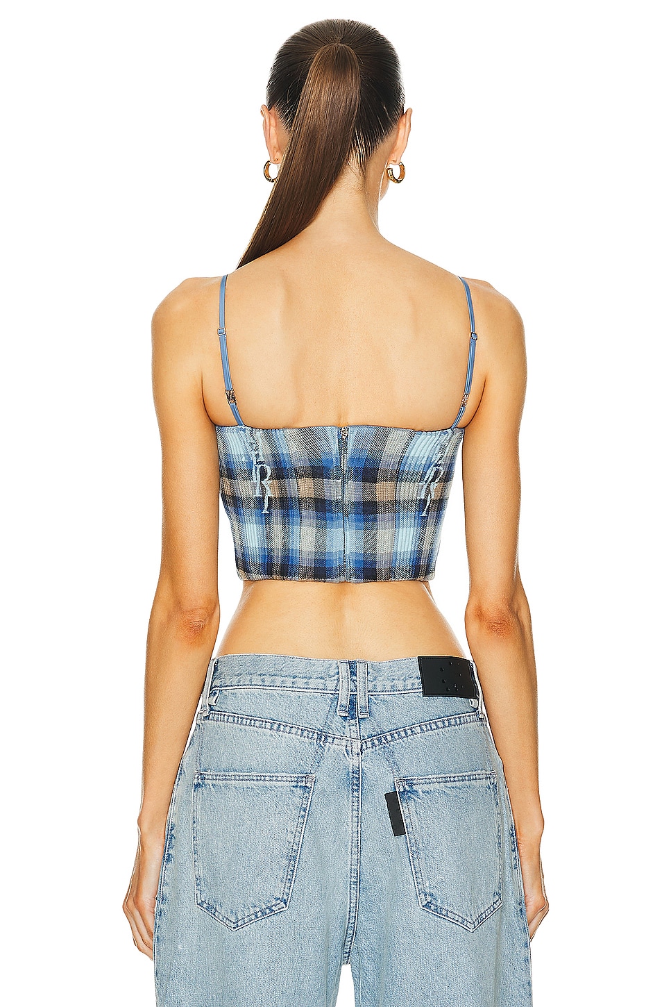 Amiri Amiri Plaid Corset Top in Legion Blue | FWRD