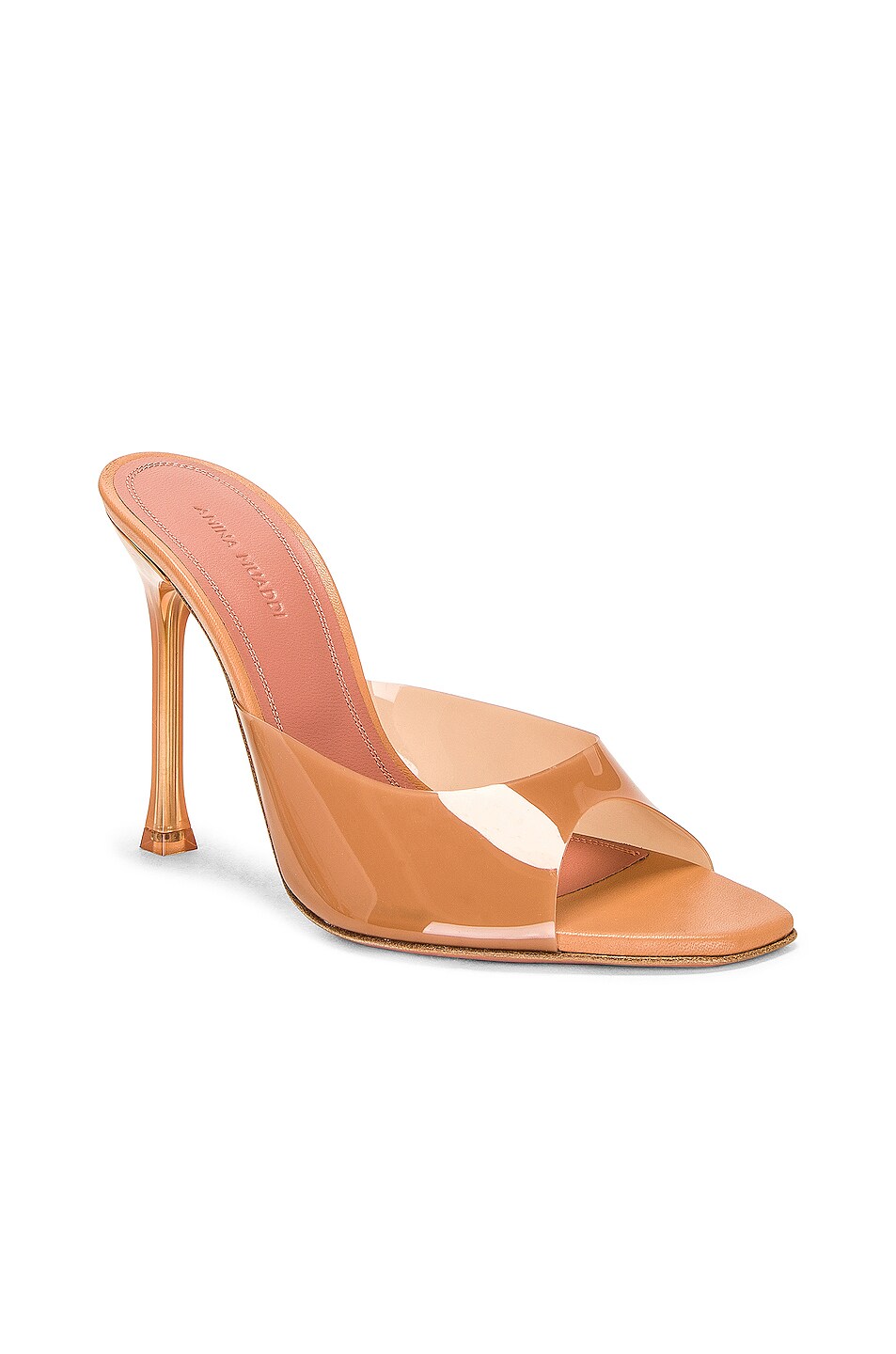 AMINA MUADDI Alexa Pvc Glass Slipper Mule in Nude | FWRD