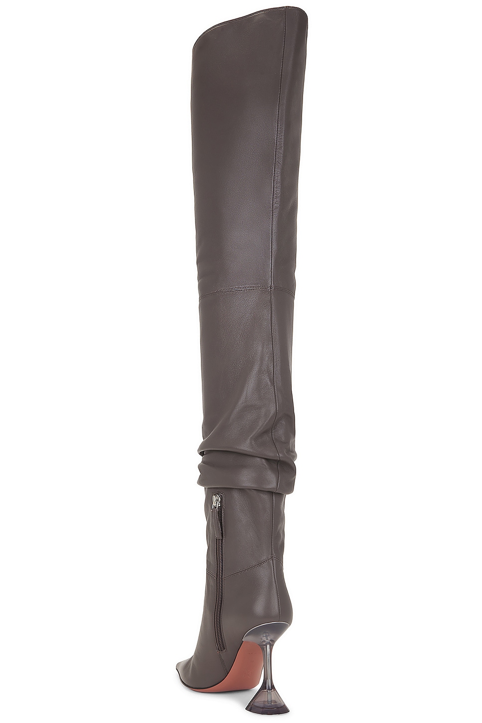 AMINA MUADDI Olivia Glass Thigh High Nappa Boot In Grey in Grey | FWRD