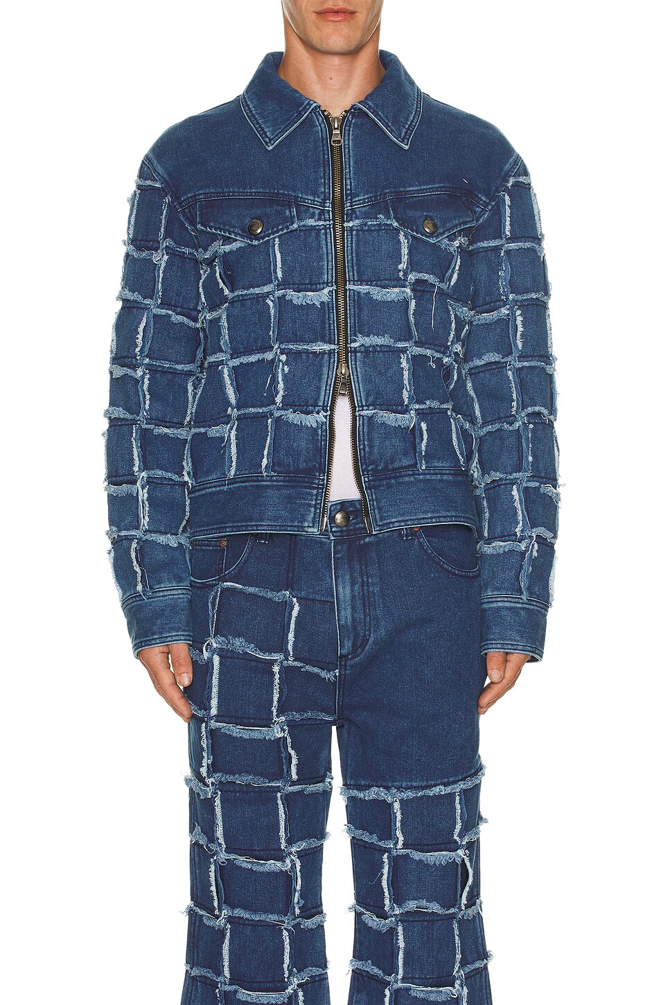 Andersson Bell New Patchwork Denim Jacket in Washed Blue | FWRD