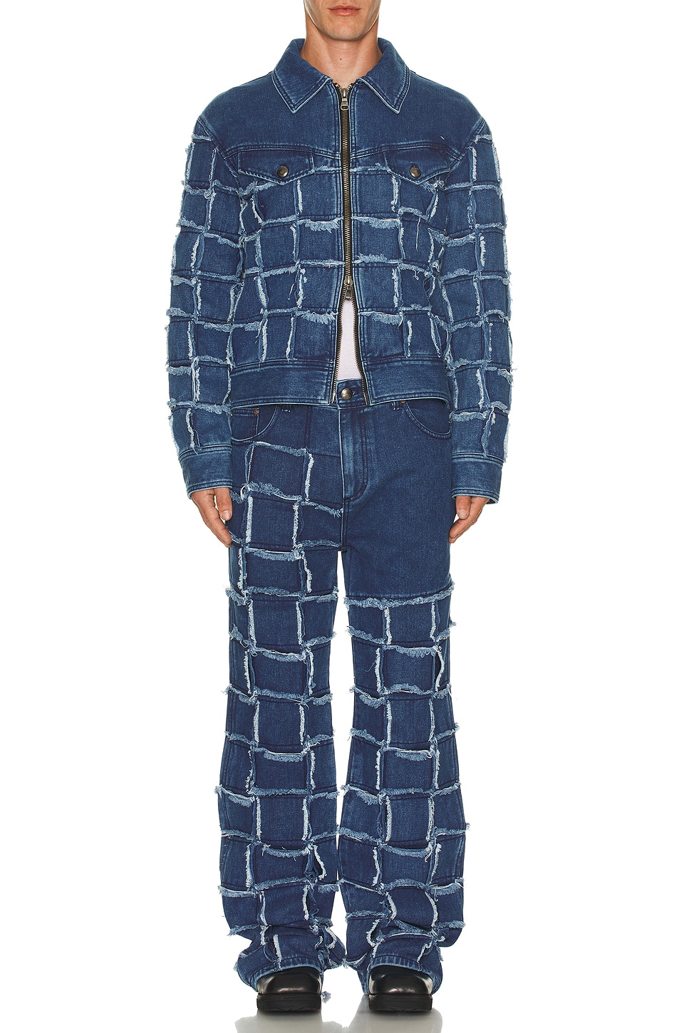 Andersson Bell New Patchwork Denim Jacket in Washed Blue | FWRD