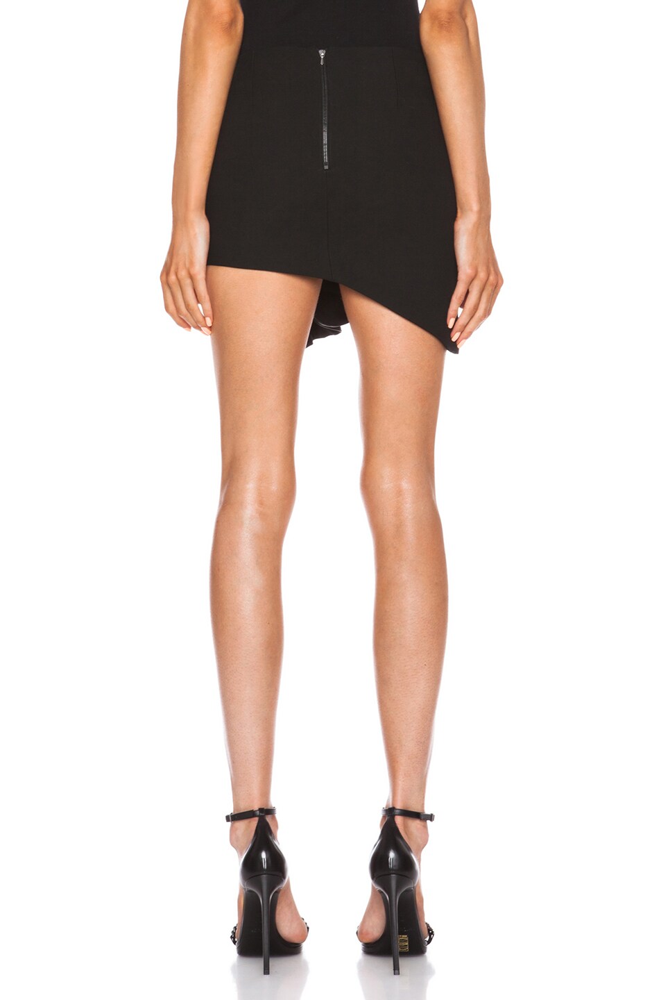 Anthony Vaccarello Buttoned Leather Ruffle Skirt in Black | FWRD