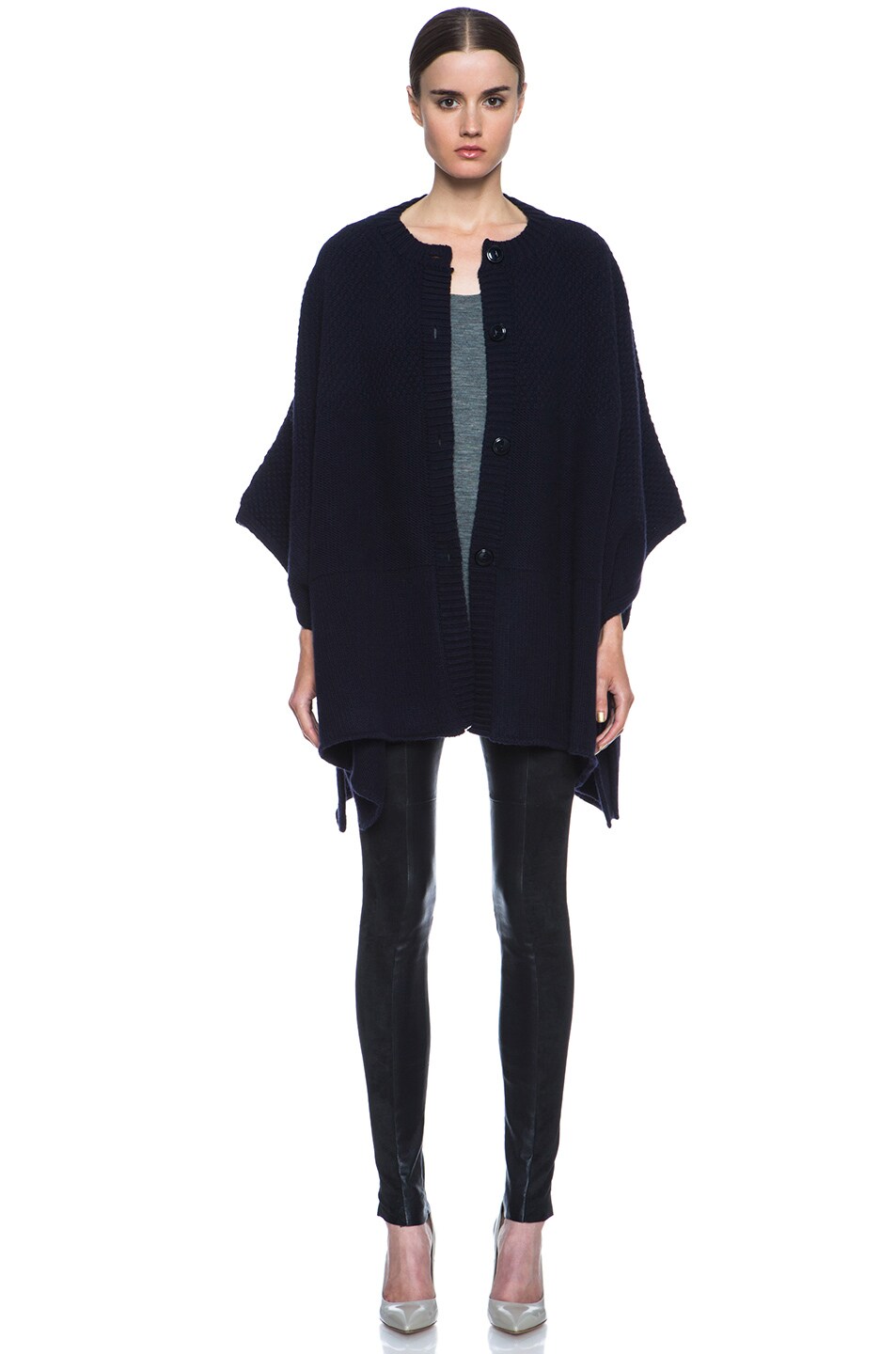 A.P.C. Merino Wool Oversized Cape in Dark Navy | FWRD