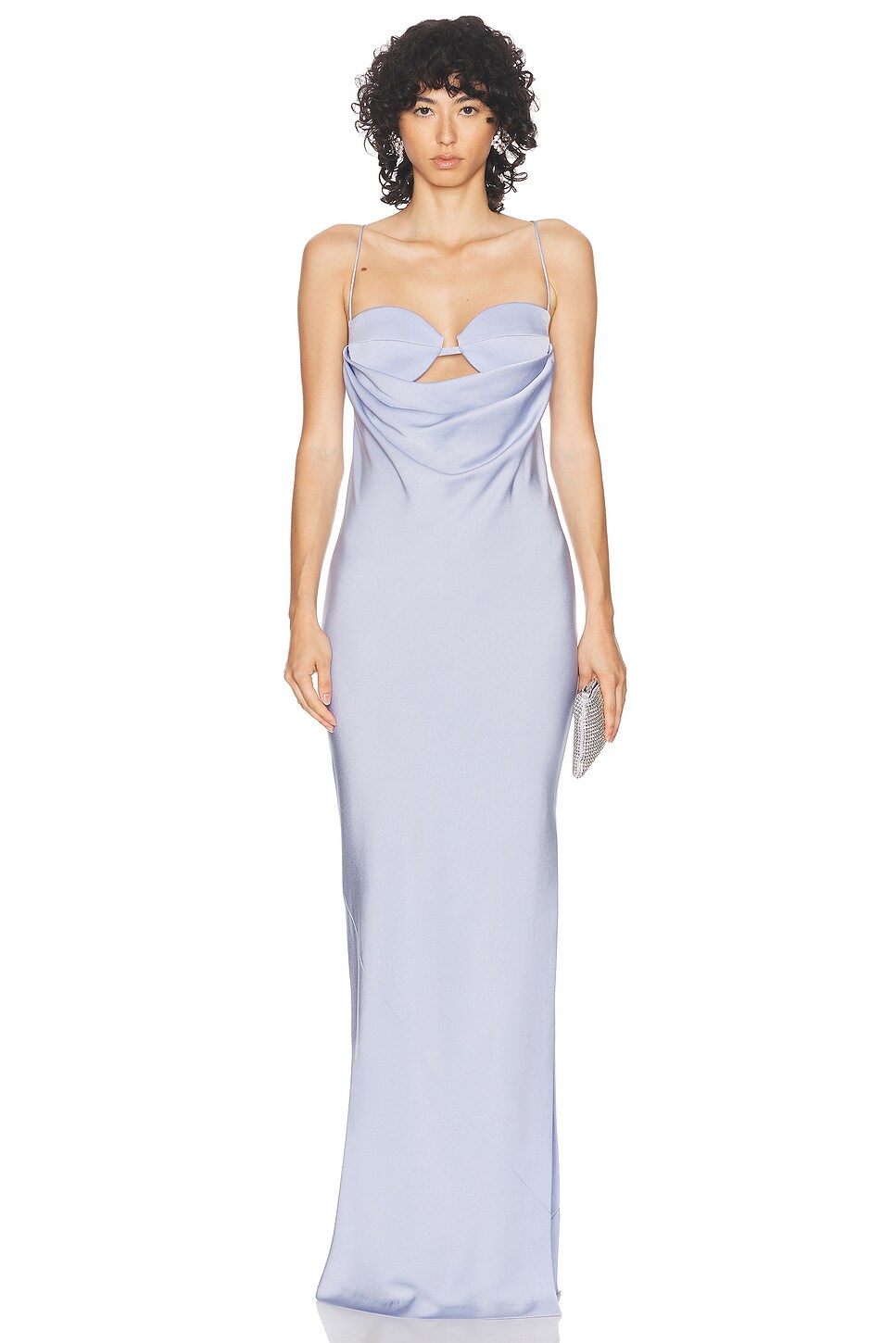 Alex Perry Drape Cut Out Column Dress in Frost | FWRD