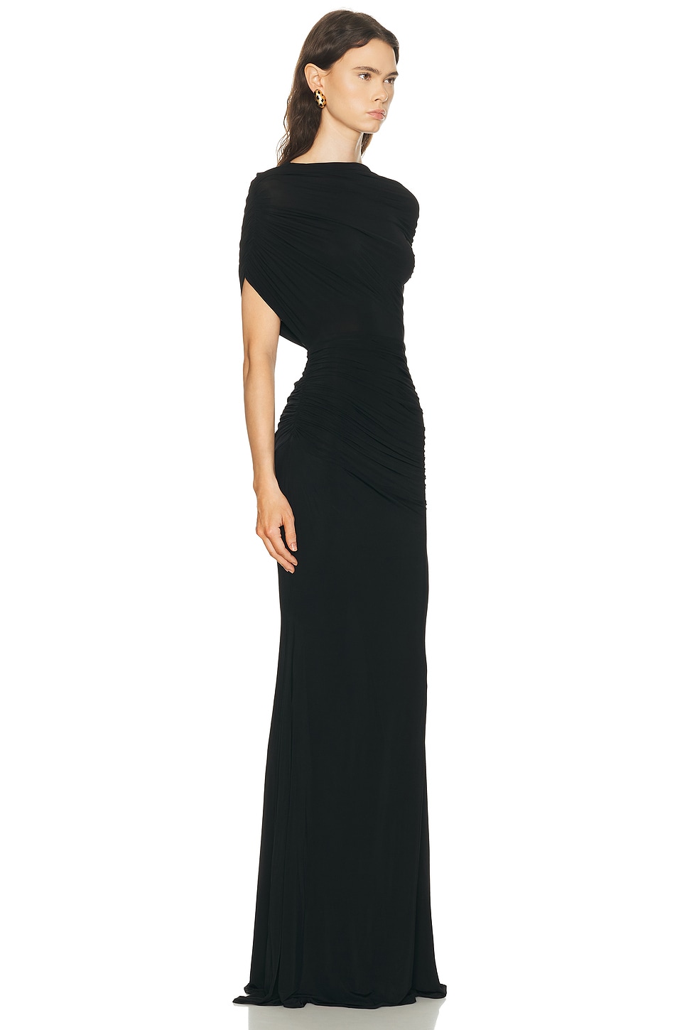 Alex Perry Cape Drape Gown in Black | FWRD