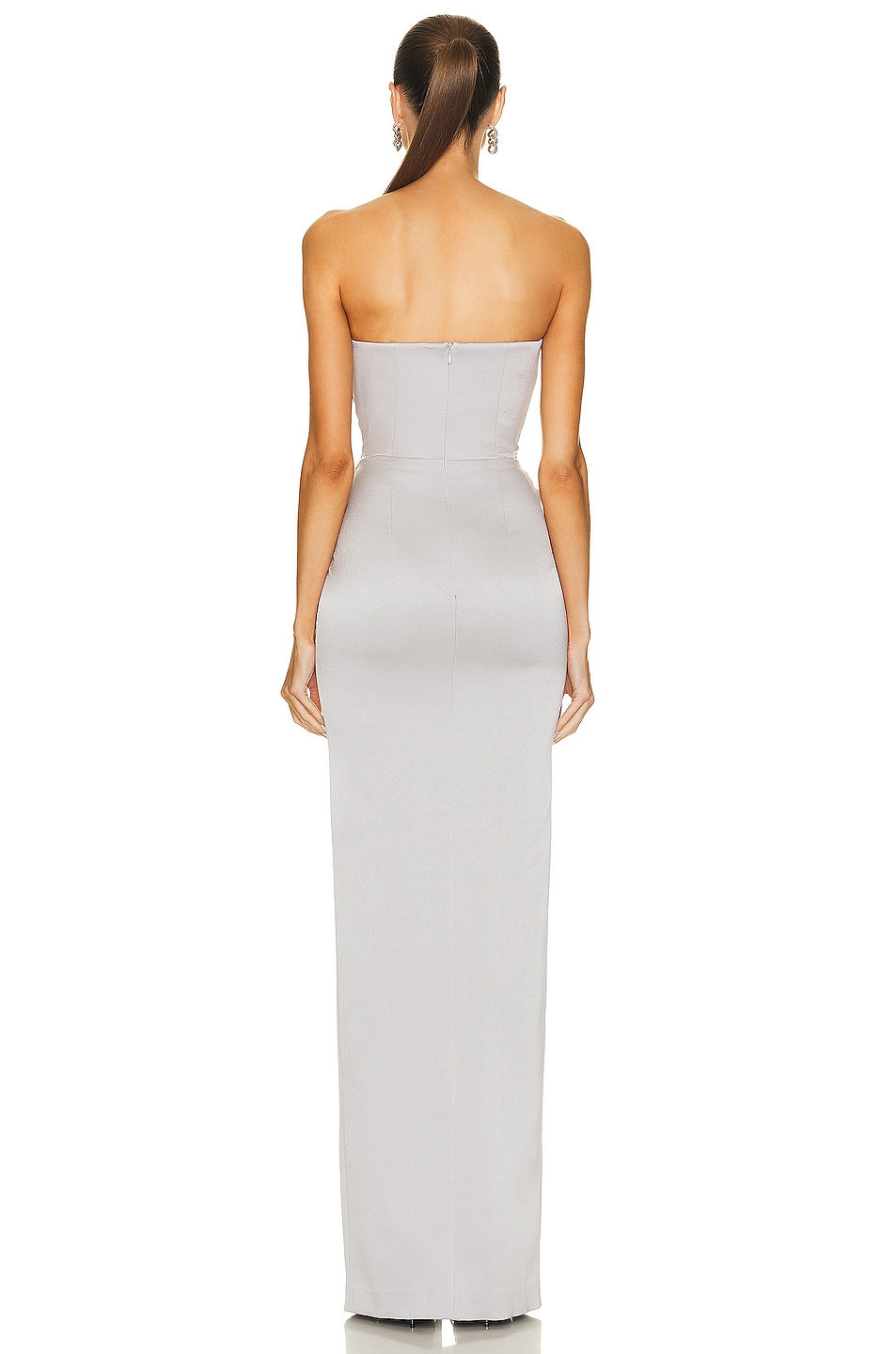 Alex Perry Griffith Sweetheart Twist Column Dress in Silver | FWRD