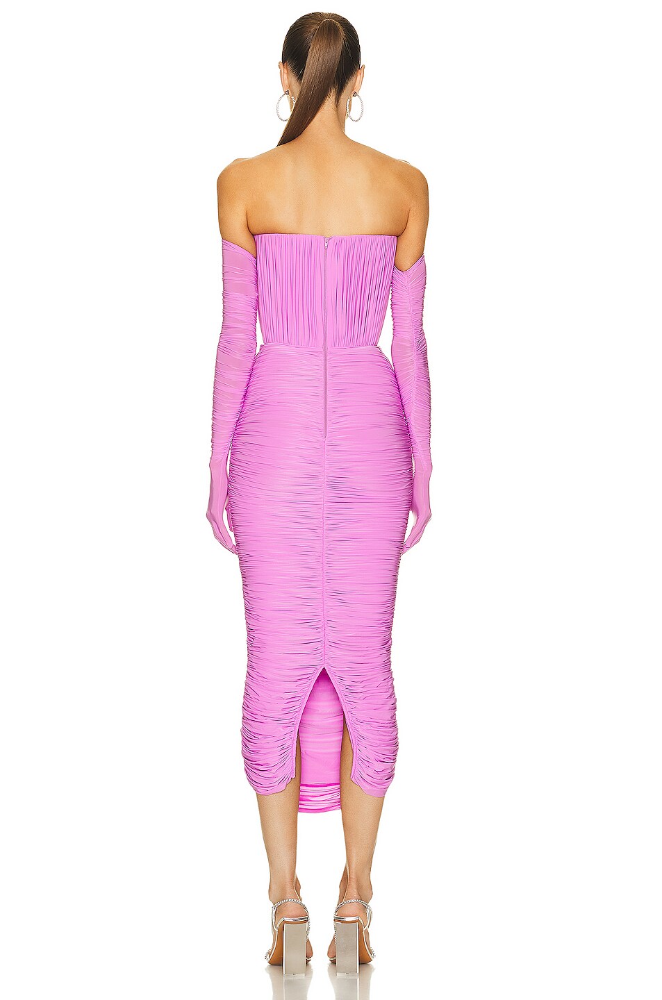 Alex Perry Prescott Ruched Cup Dress with Gloves in Orchid | FWRD