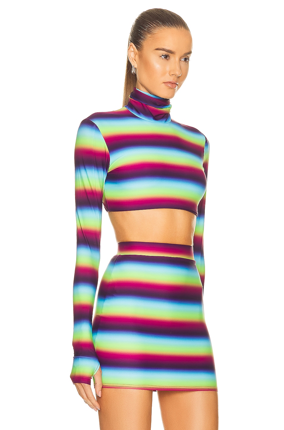 Alex Perry Beale Turtleneck Crop Top in Stripe | FWRD