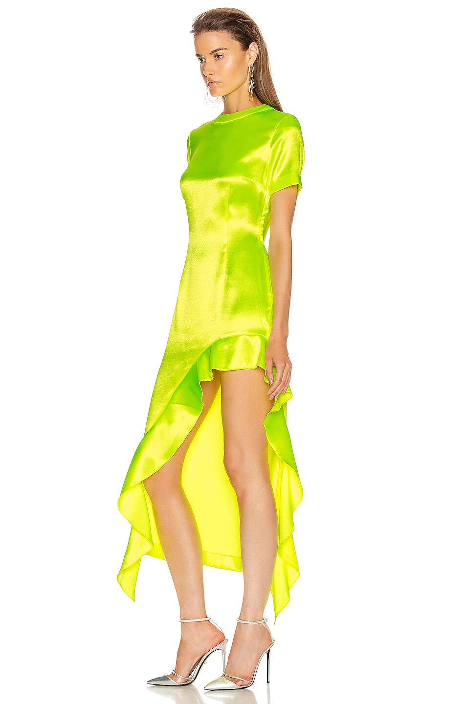 AREA Ruffle Hem Dress in Fluo | FWRD