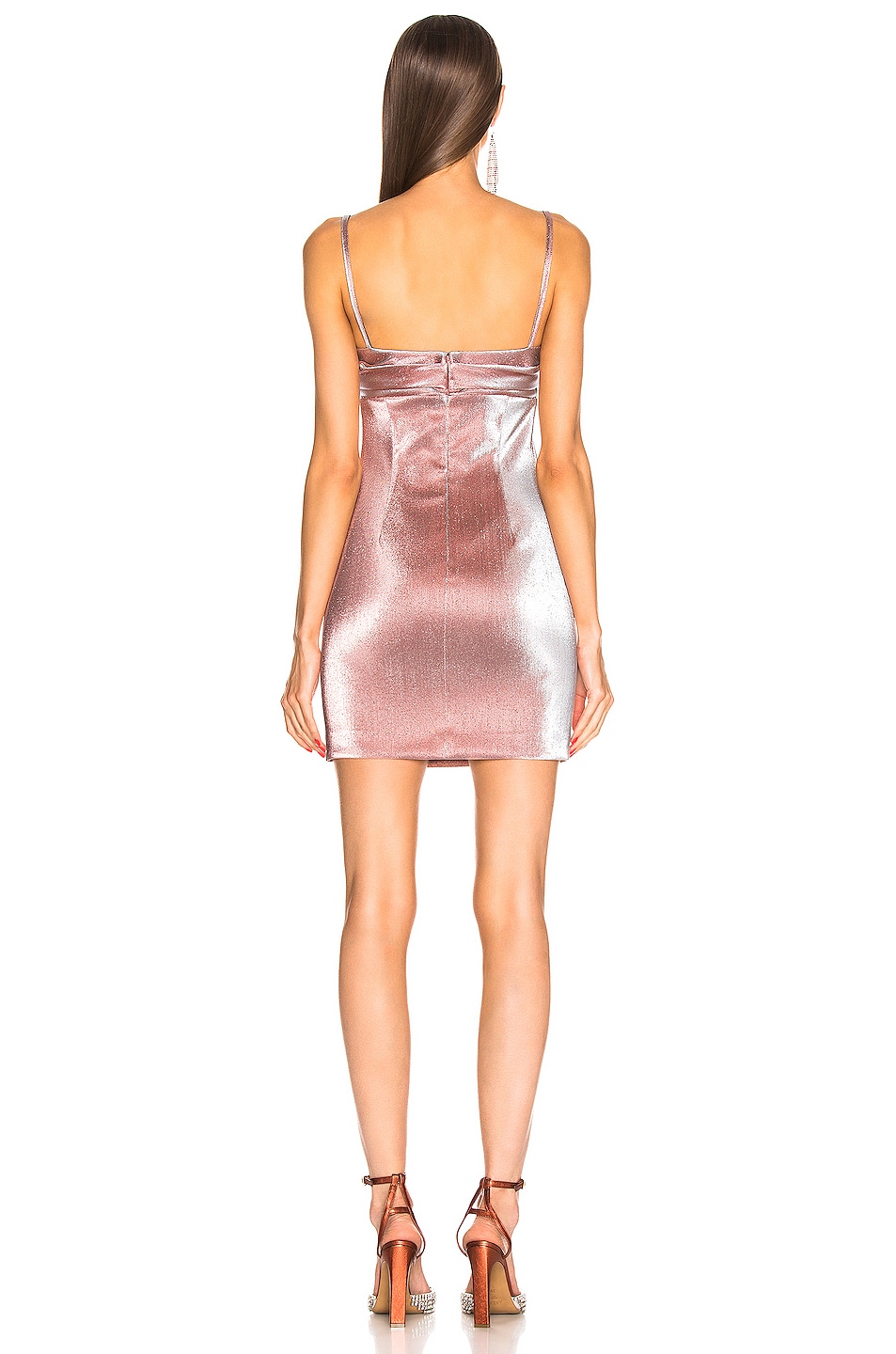 AREA Bra Lame Dress in Rose | FWRD