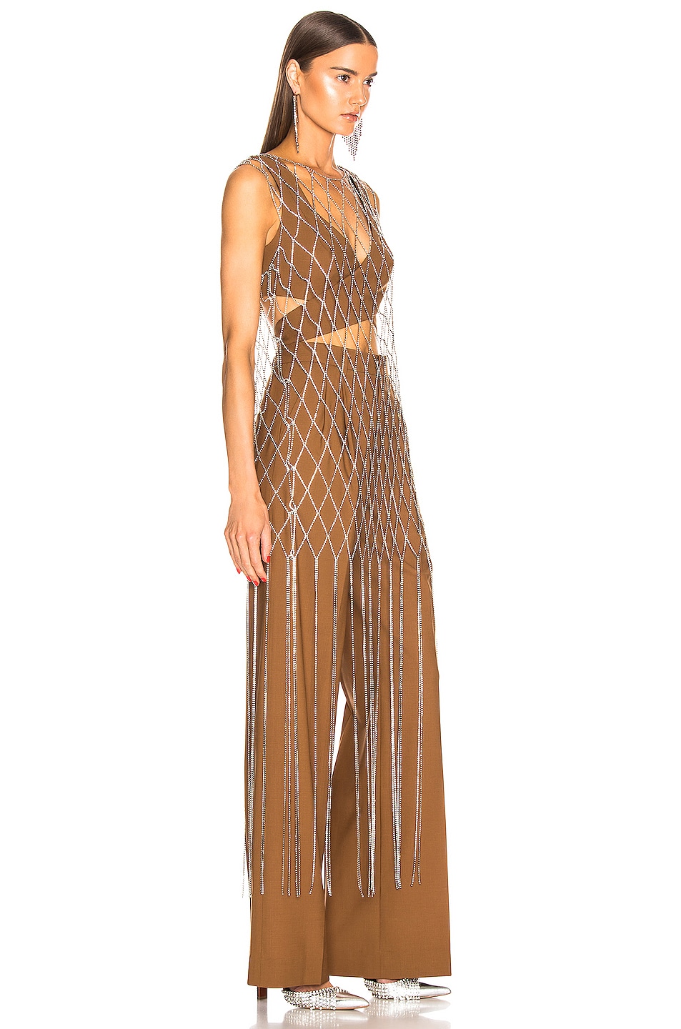 AREA Crystal Fishnet Dress in Diamond | FWRD
