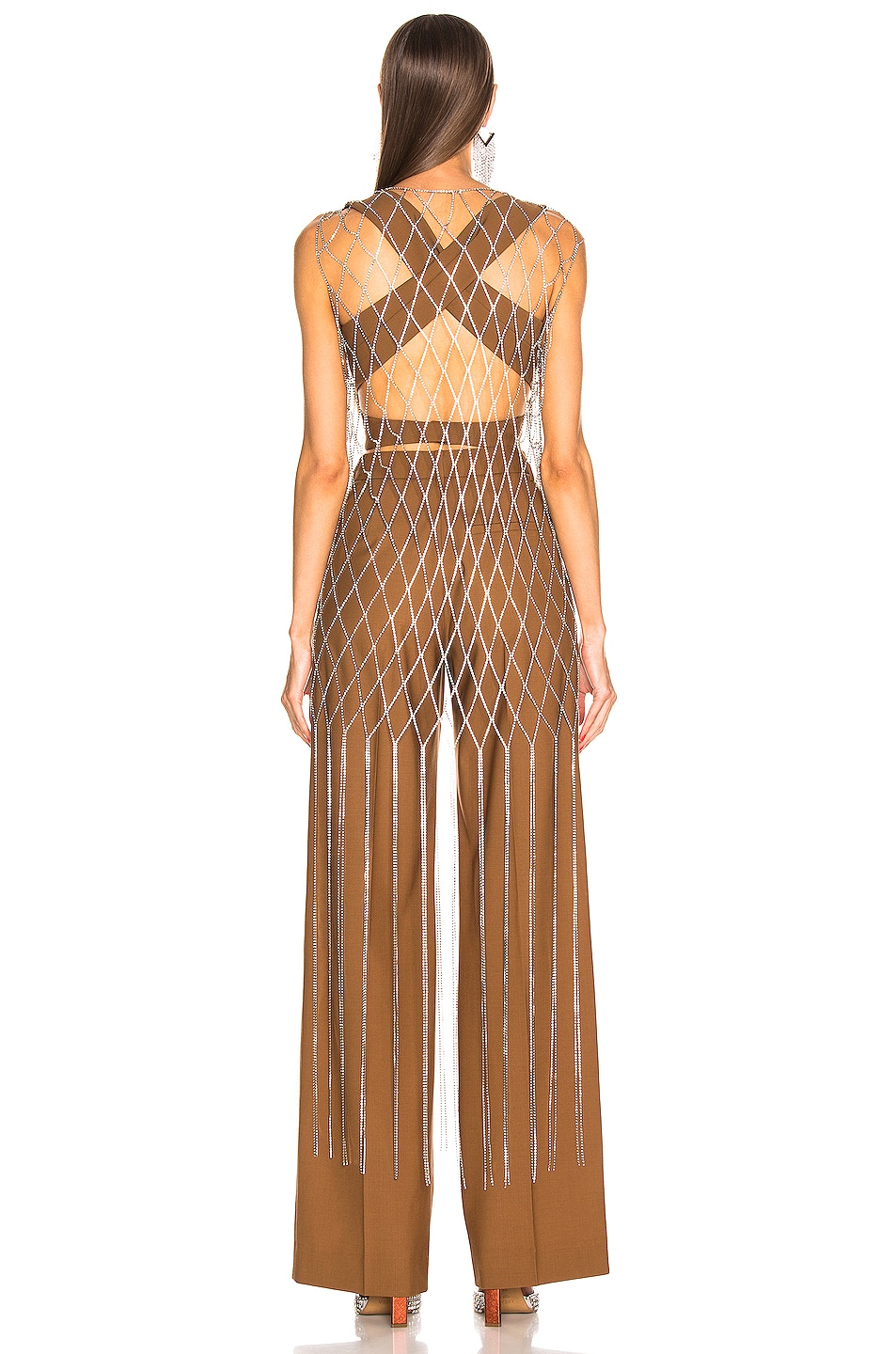 AREA Crystal Fishnet Dress in Diamond | FWRD