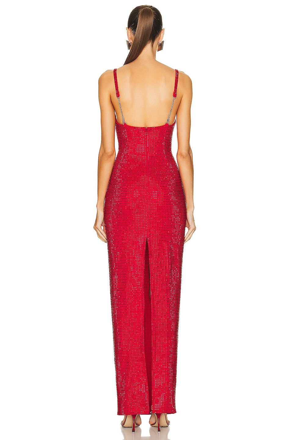 AREA Crystal Embellished Gown in Red | FWRD