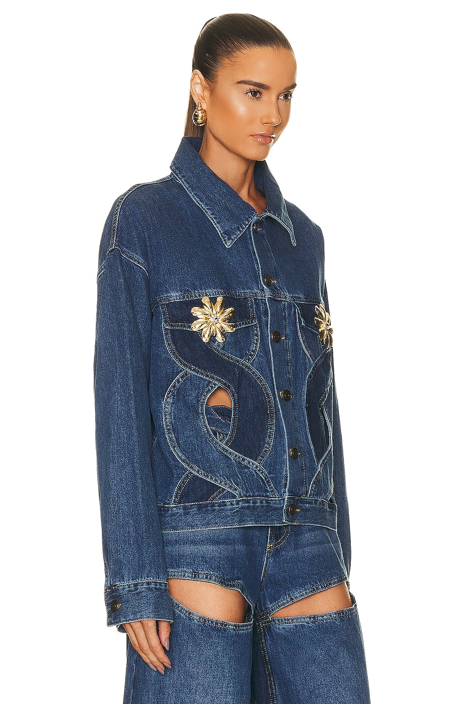AREA Rope Cutout Denim Jacket in Light Blue | FWRD