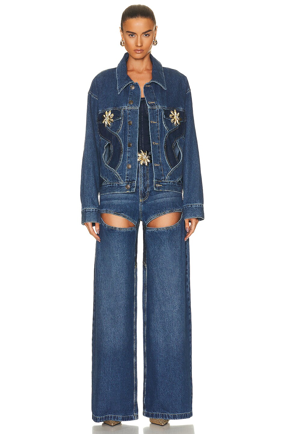 AREA Rope Cutout Denim Jacket in Light Blue | FWRD