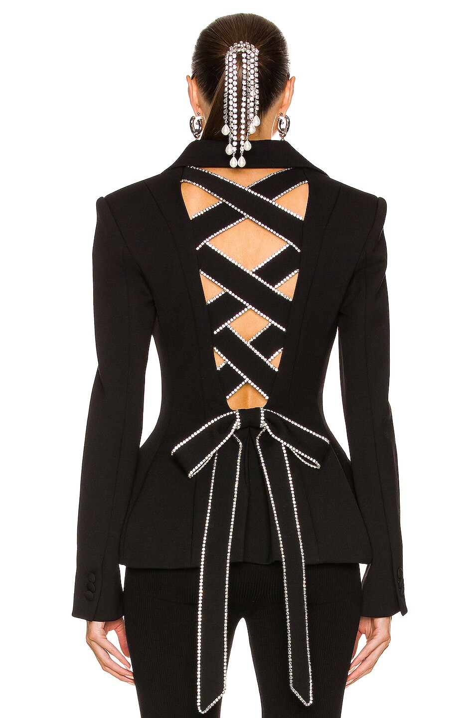 AREA Hourglass Laced Back Blazer in Black | FWRD