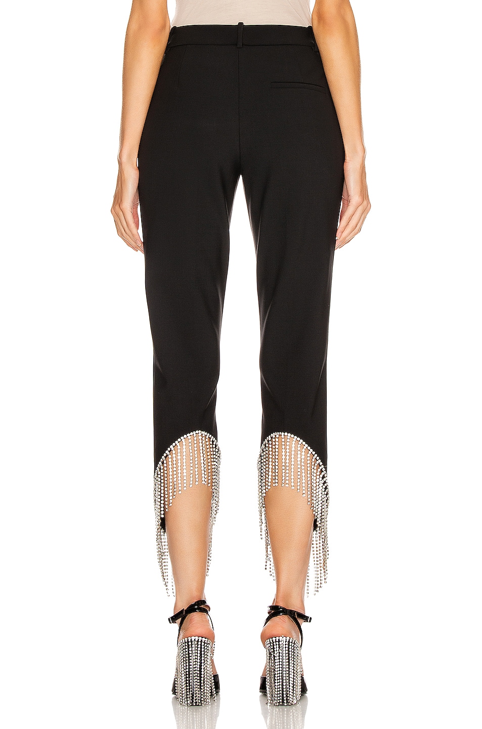 AREA Crystal Fringe Trouser in Black | FWRD